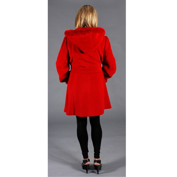 A.J. Ugent Furs | Jackets & Coats | Red Cashmere And Angora Wool Parka ...